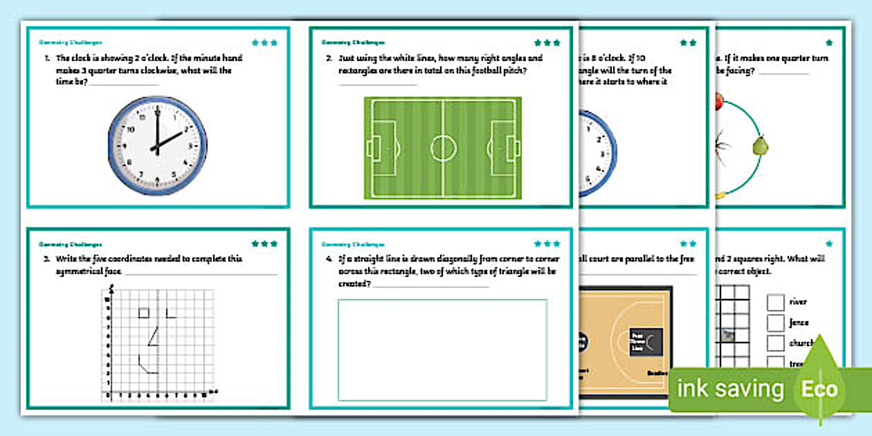 👉 LKS2 Geometry Word Problem Cards PDF (teacher made)